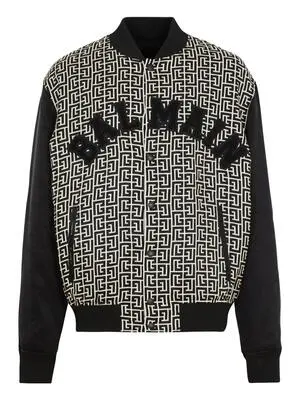 Balmain Balmain Varsity Monogrammed Jacket With Patch Details Black