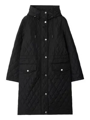 Burberry Quilted Hooded Drawstring Coat - Black