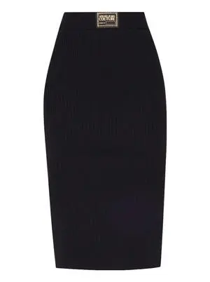 Versace Ribbed Knit Midi Skirt - Black