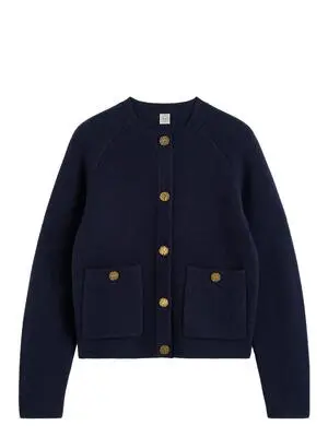 TOTEME Hammered Button Cardigan - Navy Blue
