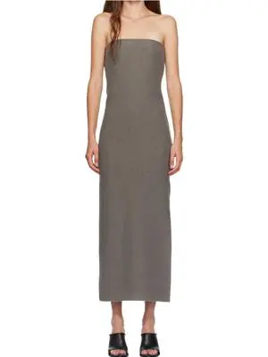 RIER Walker Midi Dress With Corset Detail - Gray