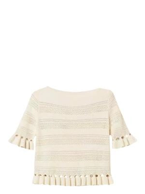 TWINSET Striped Ruffled Jumper - No