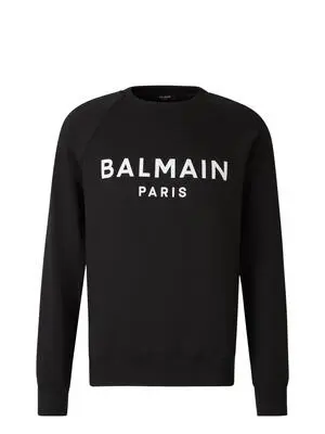 Balmain Logo Printed Crewneck Sweatshirt - Black