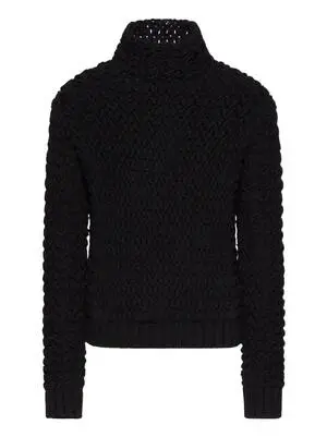 Valentino Garavani High Neck Long-sleeved Knitted Pullover - Black