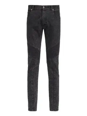 Balmain Logo Debossed Skinny Jeans - Black