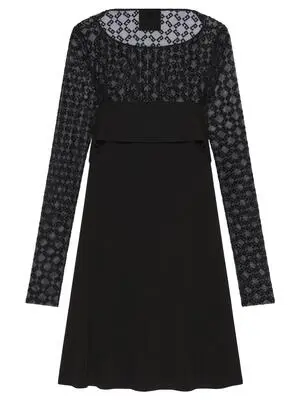 Givenchy Draped Monogram Tulle Dress - Black/silver