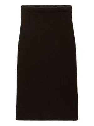 Prada Openwork Cashmere Knit Midi Skirt - Dark Brown