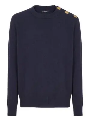 Balmain Balmain Relaxed Fit Knit Jumper With Button Detailing Navy