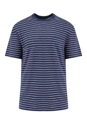 Brunello Cucinelli Striped Stretch Jersey Crew Neck T-shirt - Blue