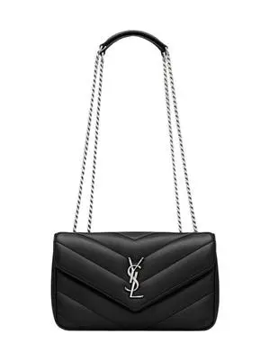 Saint Laurent Saint Laurent Loulou Logo Plaque Small Shoulder Bag Black