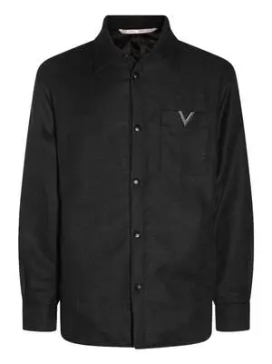 Valentino Garavani Logo Plaque Long-sleeved Jacket - Black
