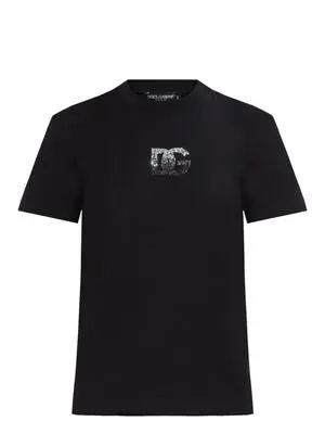 Dolce & Gabbana Dg Logo Embellished Crewneck T-shirt - Black