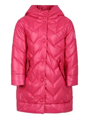 Monnalisa Logo Patch Quilted Hooded Down Jacket - Red