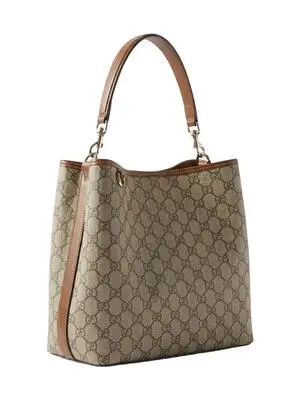Gucci Gg Emblem Small Shoulder Bag - Beige And Dark Brown