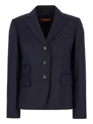 Max Mara Panino Single-breasted Blazer With Pin Stripes - Blue