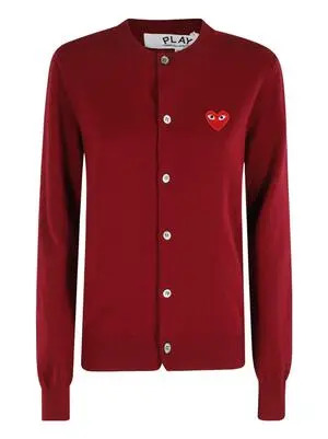 Play Comme Des Garcon Wool Cardigan - Red