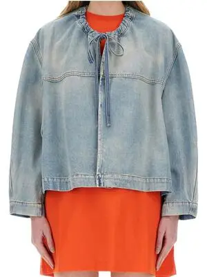 MSGM Drawstring Denim Jacket - Gray