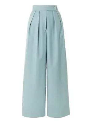 Dries Van Noten Pleated Wool Trousers - Blue
