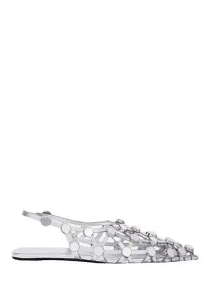 Attico Pointed Toe Slingback Flat Sandals With Hollow Detailing - Silver