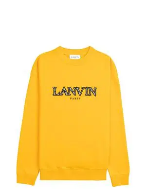 LANVIN Embroidered Logo Crewneck Sweatshirt - Yellow