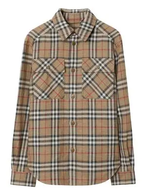 Burberry Long Sleeved Checked Buttoned Shirt - Nut