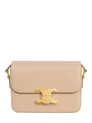 Celine Teen Triomphe Bag In Shiny Calfskin - Oat-beige