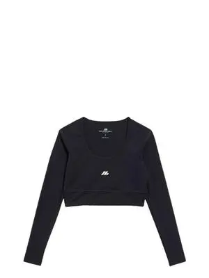 Balenciaga Activewear Long-sleeved Cropped Sports Bra - Black