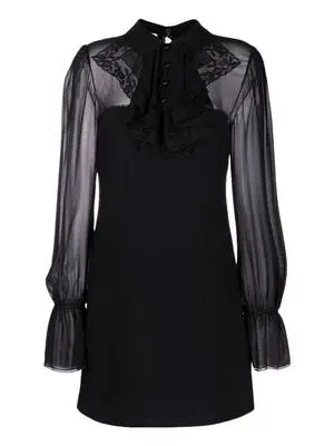 Miu Miu Cady Minidress With Long Sleeves - Black