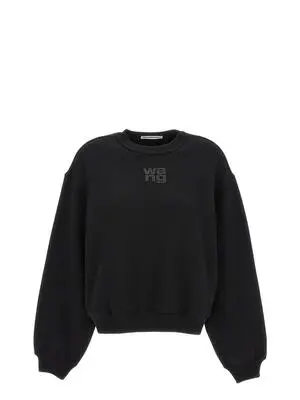 Alexander Wang T By Alexander Wang Logo Crewneck Sweatshirt Black