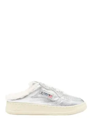 AUTRY Medalist Metallic Leather Sneakers - Silver