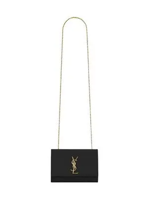 Saint Laurent Kate Logo Plaque Small Crossbody Bag - Black