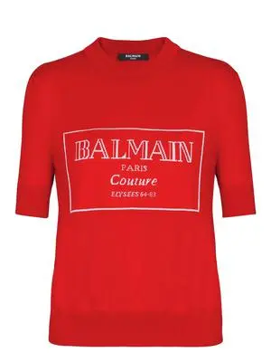 Balmain Logo Detailed Knitted Top - Red