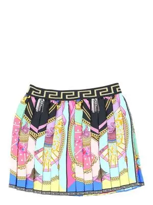 Versace Pleated Mini Skirt With Baroque Print - Multicolor