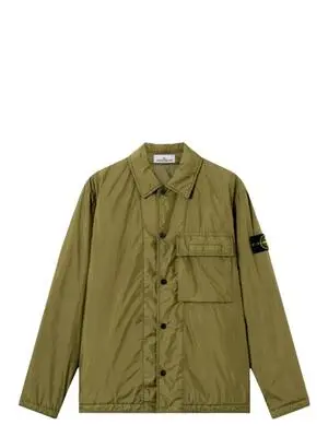 Stone Island Logo Patch Buttoned Jacket - Military Green
