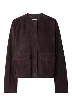 ST. AGNI ST. AGNI Brown Suede Utility Bomber Jacket