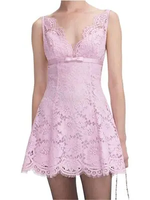 SELF-PORTRAIT Lace Mini Dress - Pink
