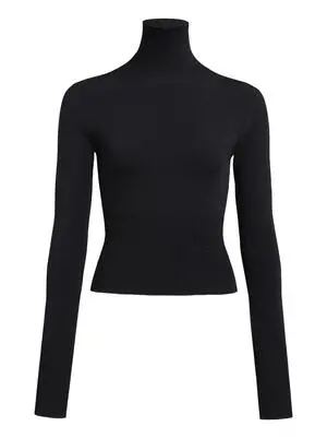 Alaïa High-neck Fitted Sweater With Ribbed Detailing - Black
