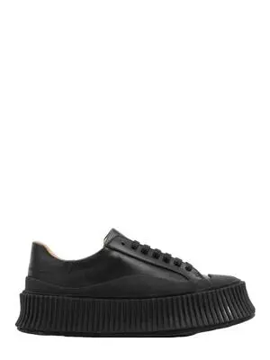 JIL SANDER Round Toe Lace Up Sneakers - Black