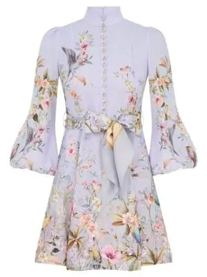 Zimmermann Rebellion Button Mini Dress - Blue Aviary