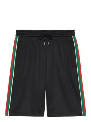 Gucci Technical Jersey Shorts With Gg Print - Black