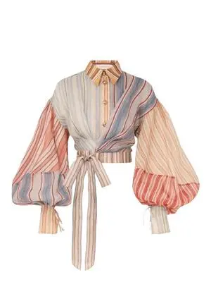 Zimmermann Rebellion Striped Blouse - Nude