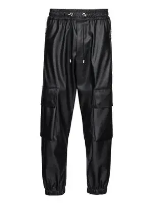 Balmain Faux Leather Cargo Trousers - Black