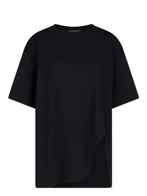 Attico Oversized Jersey T-shirt With Slit Detail - Black