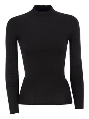 Brunello Cucinelli Ribbed High-neck Knitwear - Black
