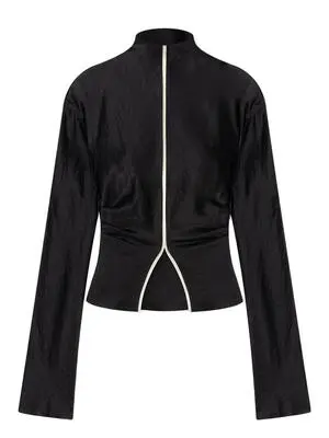 Nanushka Domini Crinkled-satin Turtleneck Top - Black