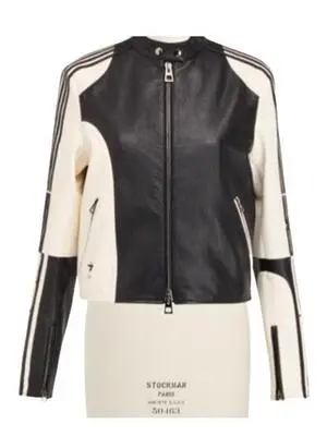 Dior Leather Zip-up Jacket With Logo Detail - Black