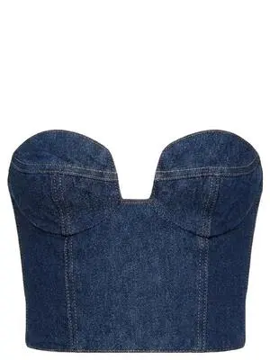 Magda Butrym Denim Corset Top - Black
