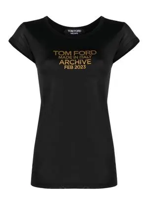 TOM FORD Logo Printed Crewneck T-shirt - Black