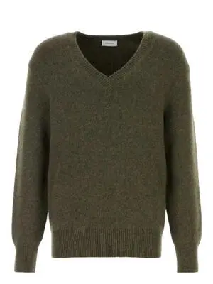 FERRAGAMO V-neck Knitted Pullover - Uniformgreen