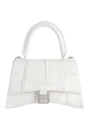 Balenciaga Mini Hourglass Bag With Logo Plaque - White